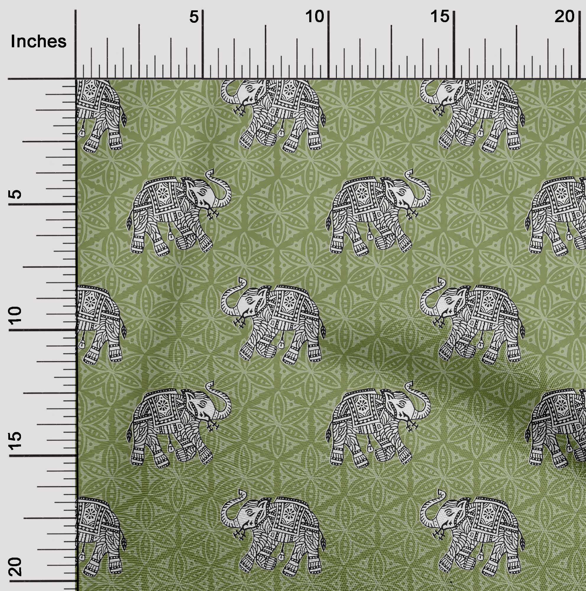 oneOone Viscose Chiffon Fabric Elephant Block Printed Fabric 1 Yard 42 ...