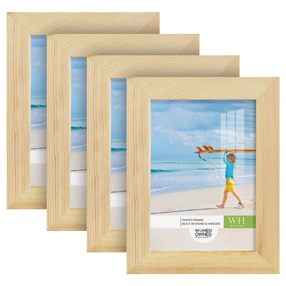Woodgrain 3.5 in. x 5 in. Natural Wood Picture Frame Set (Set of 4 ...