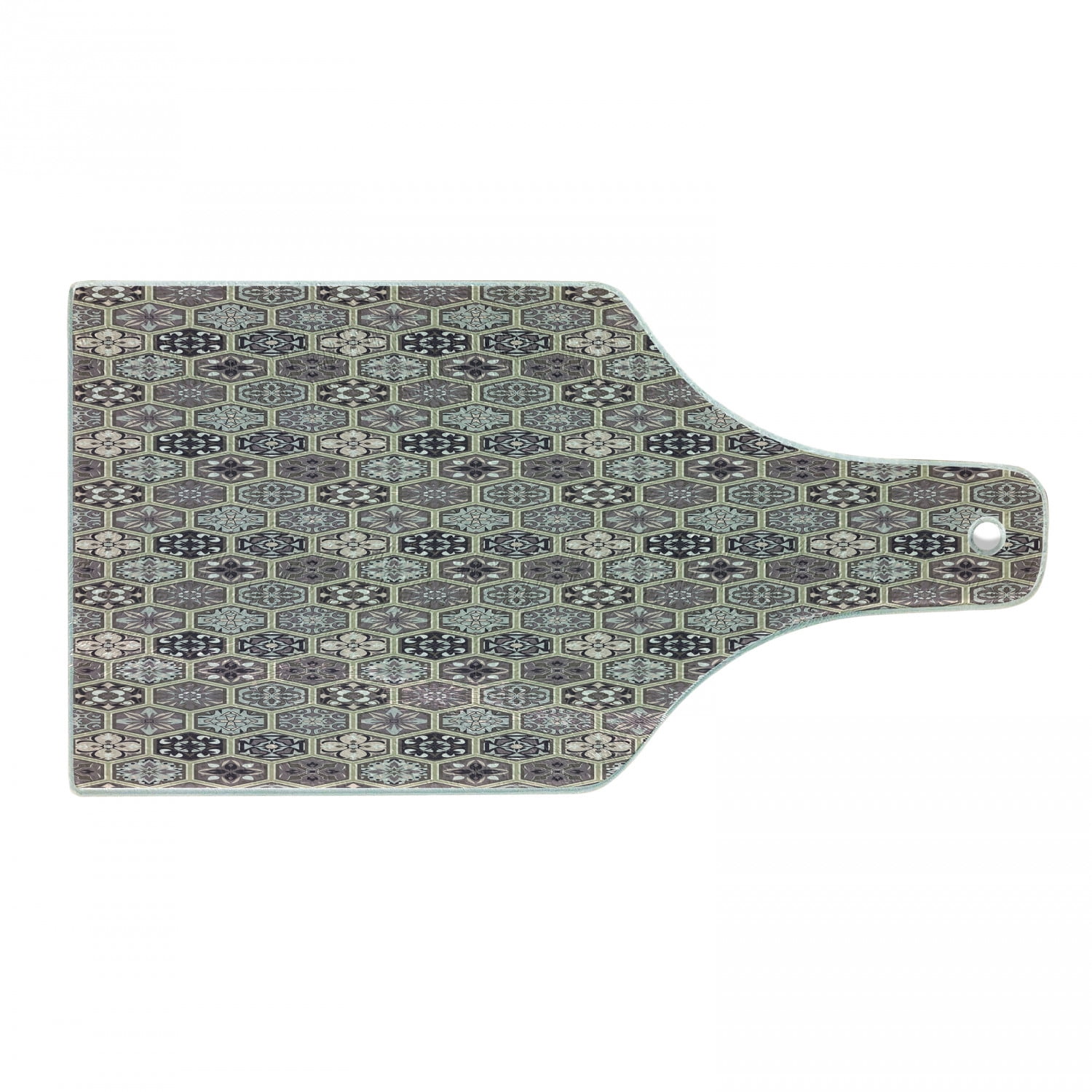 Antique Oriental Cutting Board, Flowers in Honeycomb Look Frames ...