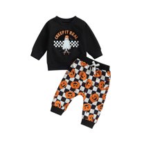 Younger Tree Newborn Infant Halloween Pumpkin Outfit, Long Sleeve Shirt & Pants Set, Gift for 12 ...