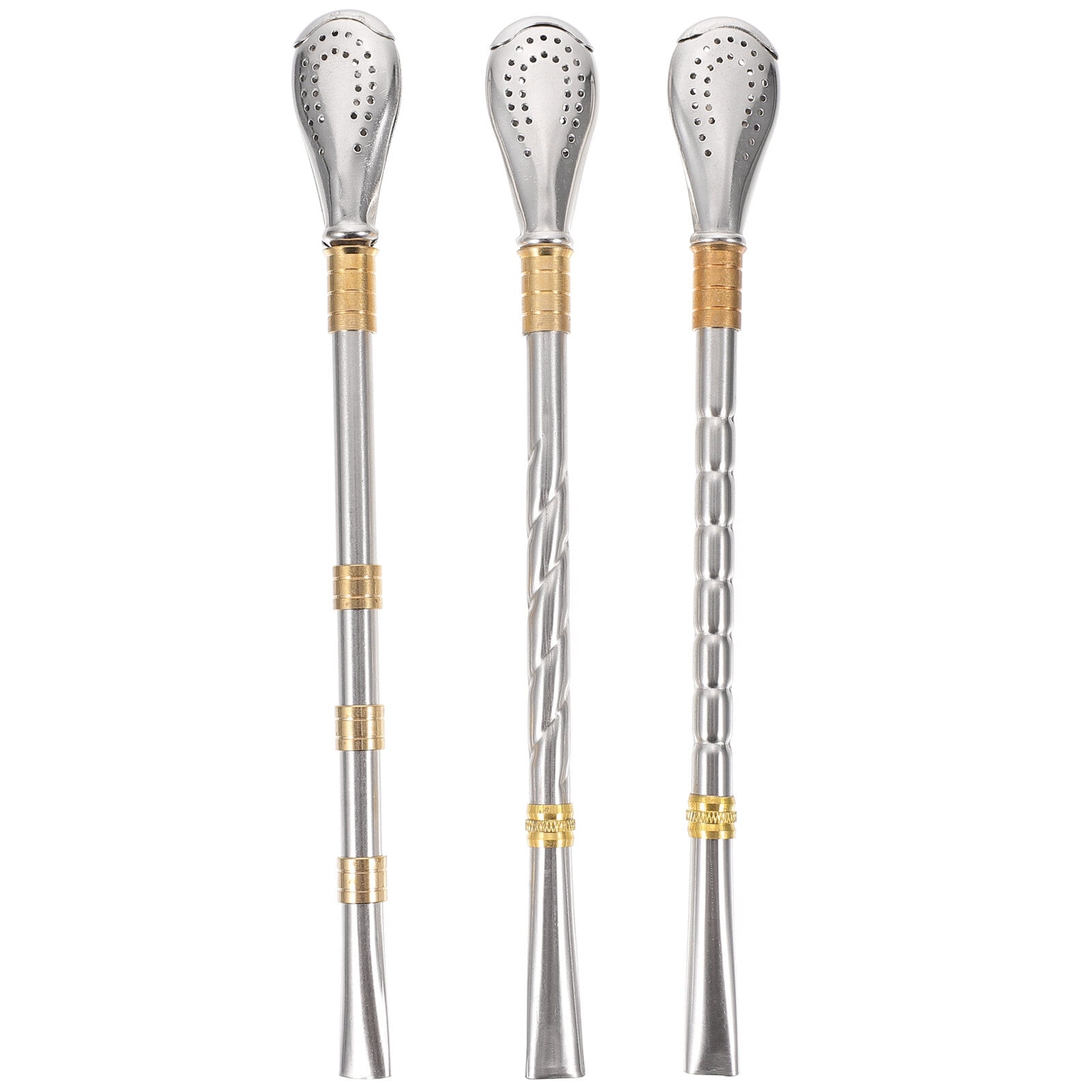 Spoon Straw Cocktail Spoons Drink Serving Filter Metal Stirrer Straws ...