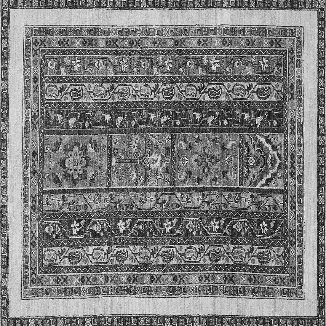 Ahgly Company Indoor Square Abstract Gray Modern Area Rugs, 6' Square ...