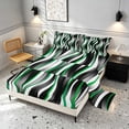 Manfei Wavy Stripe Bed Sheets,, Green Black White Fuul Size Sheets ...