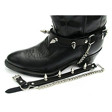 Biker Boots Boot Chains Black Leather with Skull & Crossbones Ornaments ...