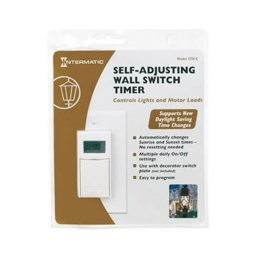 Intermatic EJ600 120 Volt Indoor Digital Astro In-Wall Timer, White ...
