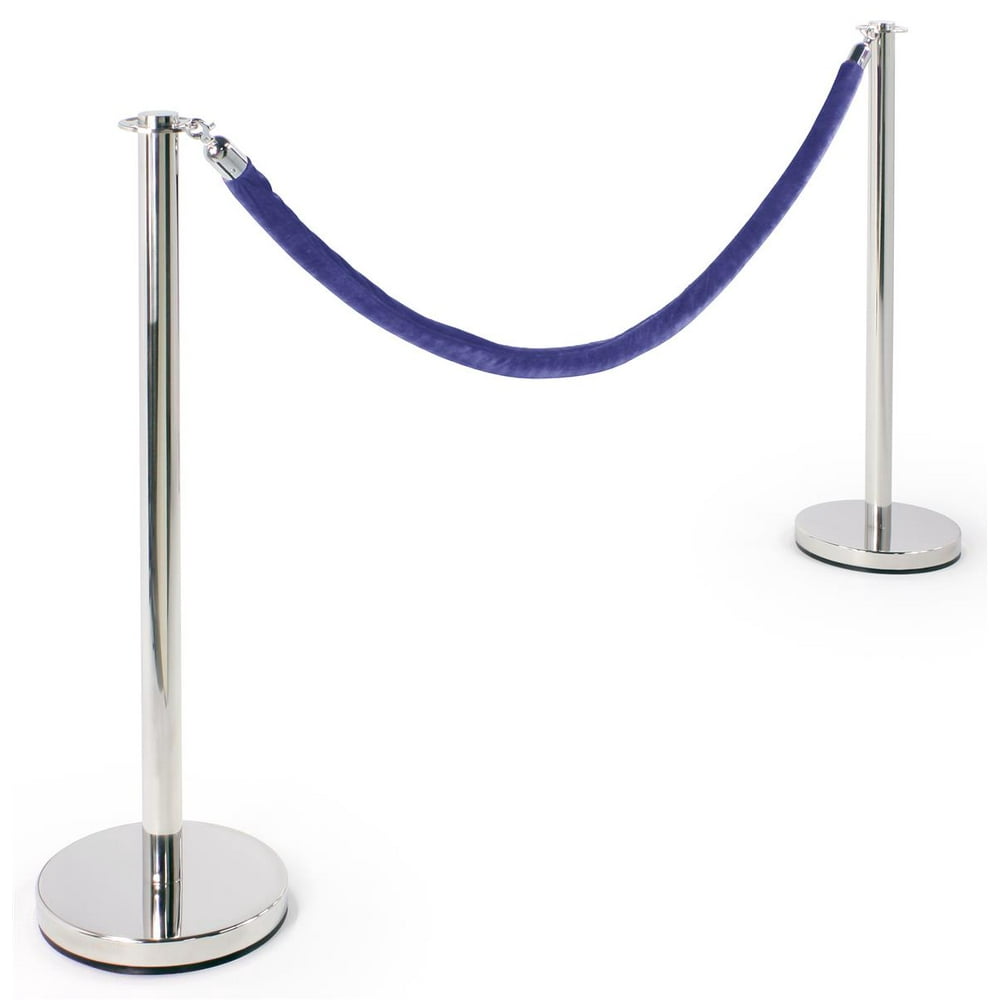 Rope Stanchion Set - (2) 39"h Polished Chrome Stanchion Posts with a 78 ...