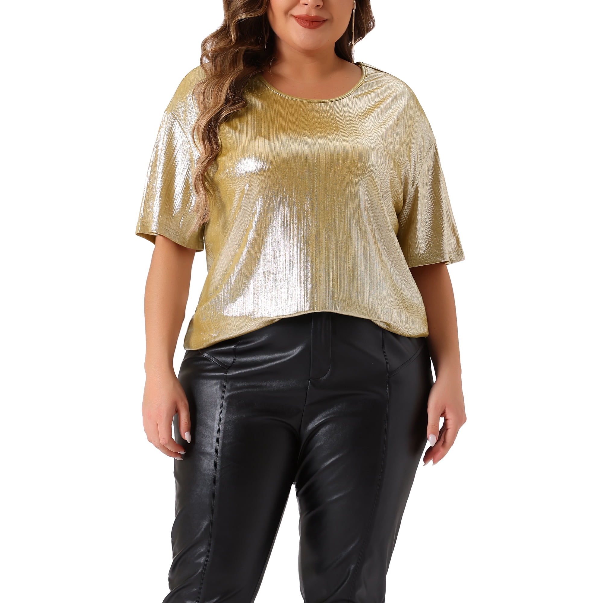 Click here for Grace & Grandeur Womens Plus Size Metallic Hologra... prices