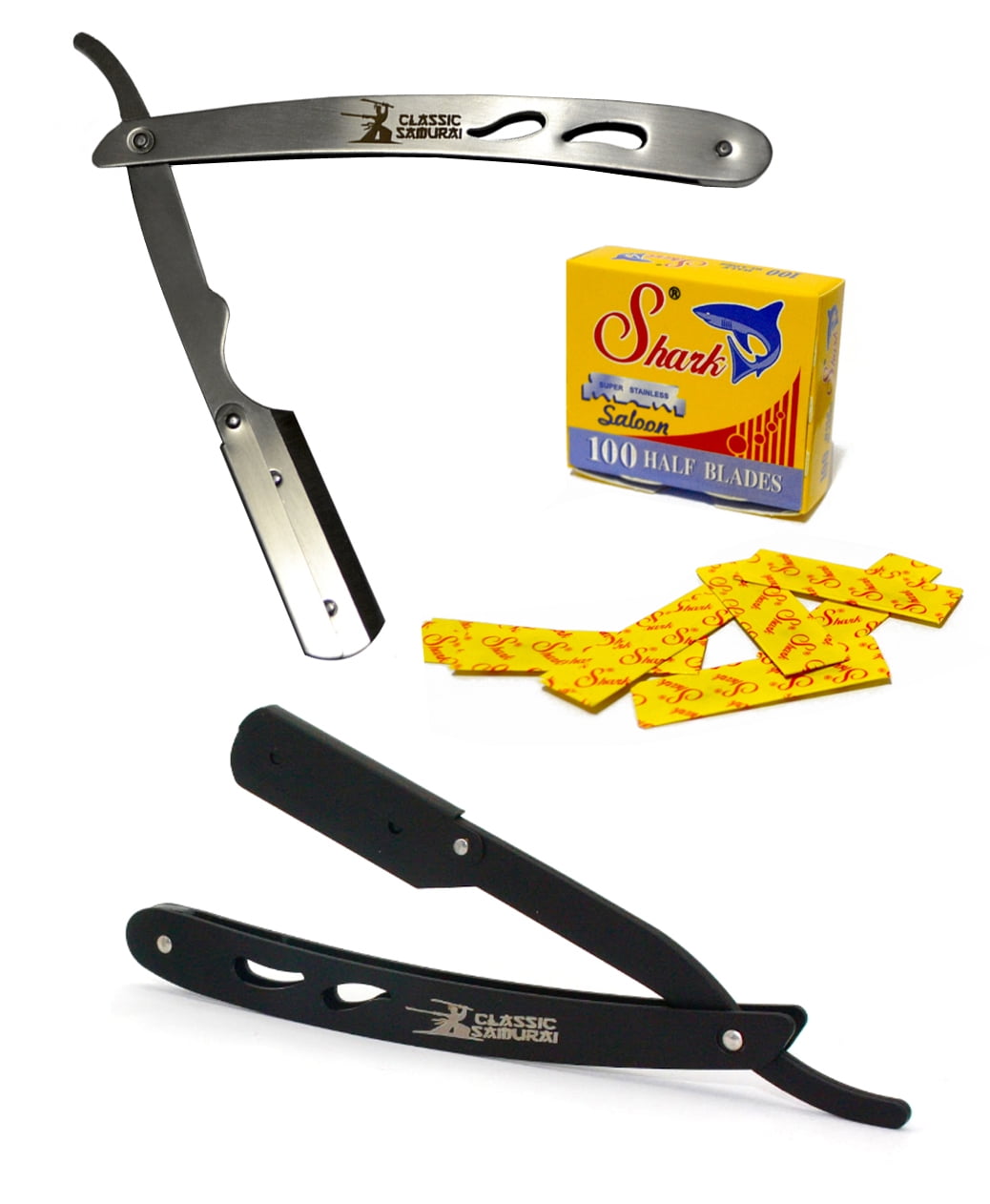 Classic Samurai CS102 + CS Matte Black Professional Barber Straight ...