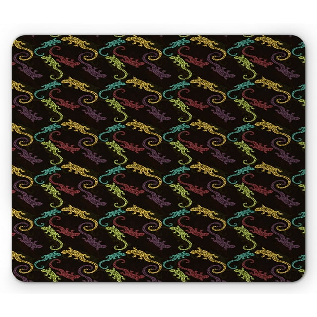 Gecko Mouse Pad, Abstract Reptiles Composition of Lizards with Motifs ...