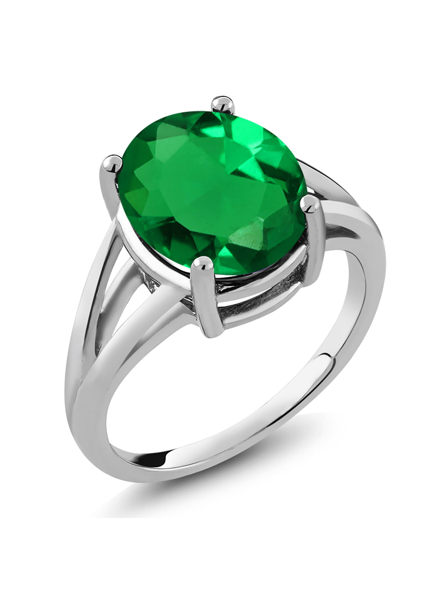 Gem Stone King 925 Sterling Silver Green Simulated Emerald Solitaire gem-stone-king-925-sterling-silver-green-simulated-emerald-solitaire
