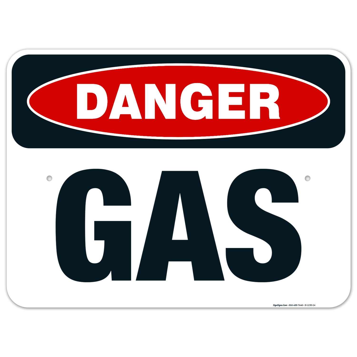 Danger Gas Sign, OSHA Danger Sign, 18x24 Aluminum - Walmart.com