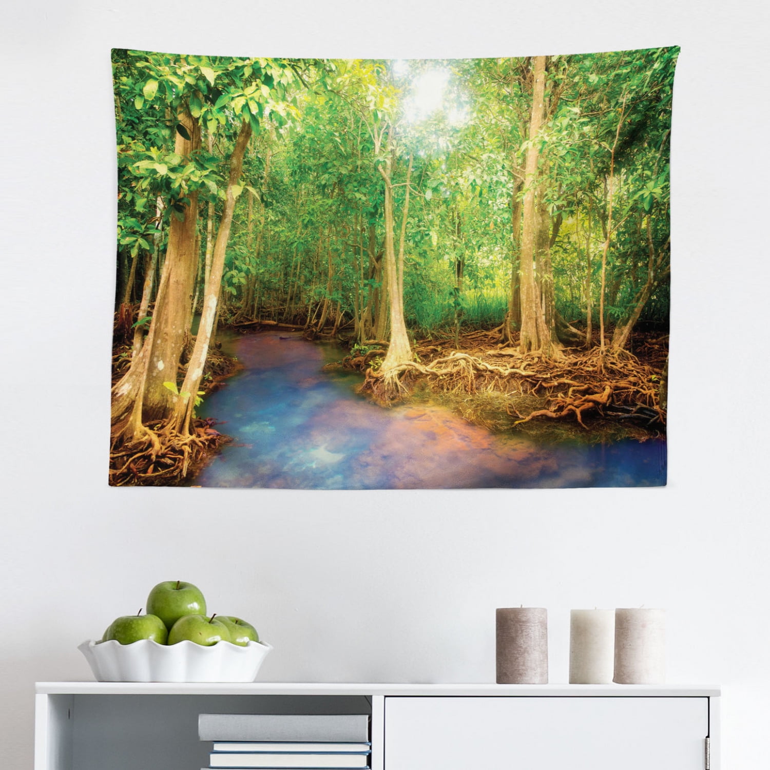Rainforest Tapestry, Sunbeam Between Shadows of Trees Idyllic Scenery ...