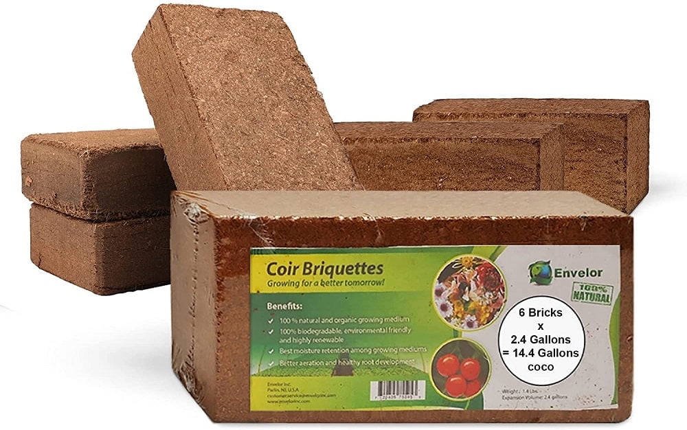 Envelor Coco Coir Brick Coconut Fiber for Plants Natural Garden Soil ...