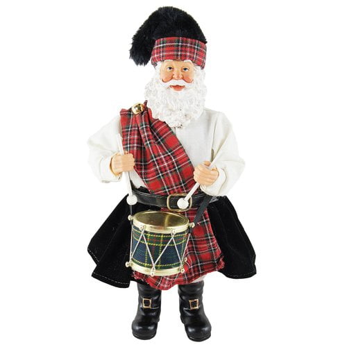 Scottish Drummer Santa Claus Wearing Kilt Christmas Figurine Scotland ...