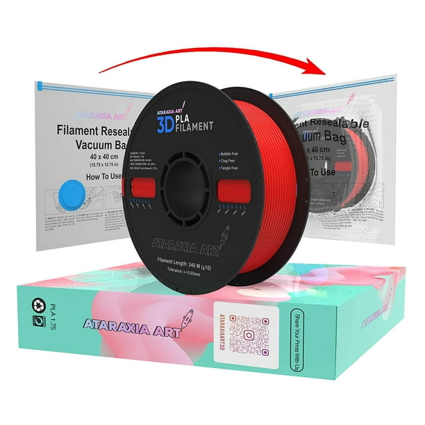 Ataraxia Art PLA Plus (PLA+) 3D Printer Filament 1.75mm 1 KG Spool with Resealable Vacuum ...