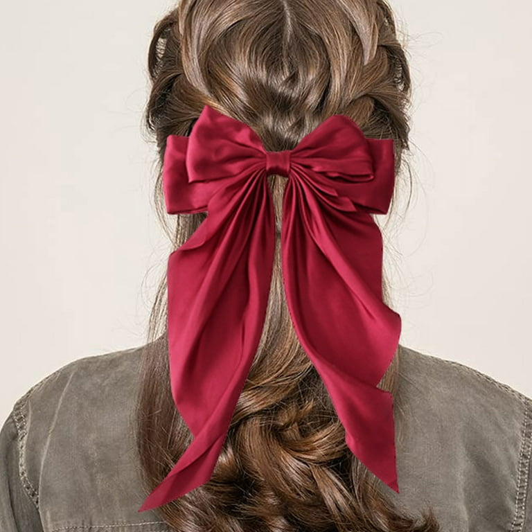 Silk bow hair clip, bow hair clip, metal clip, long tail Silk bow hair clip, bow hair clip, metal clip, long tail