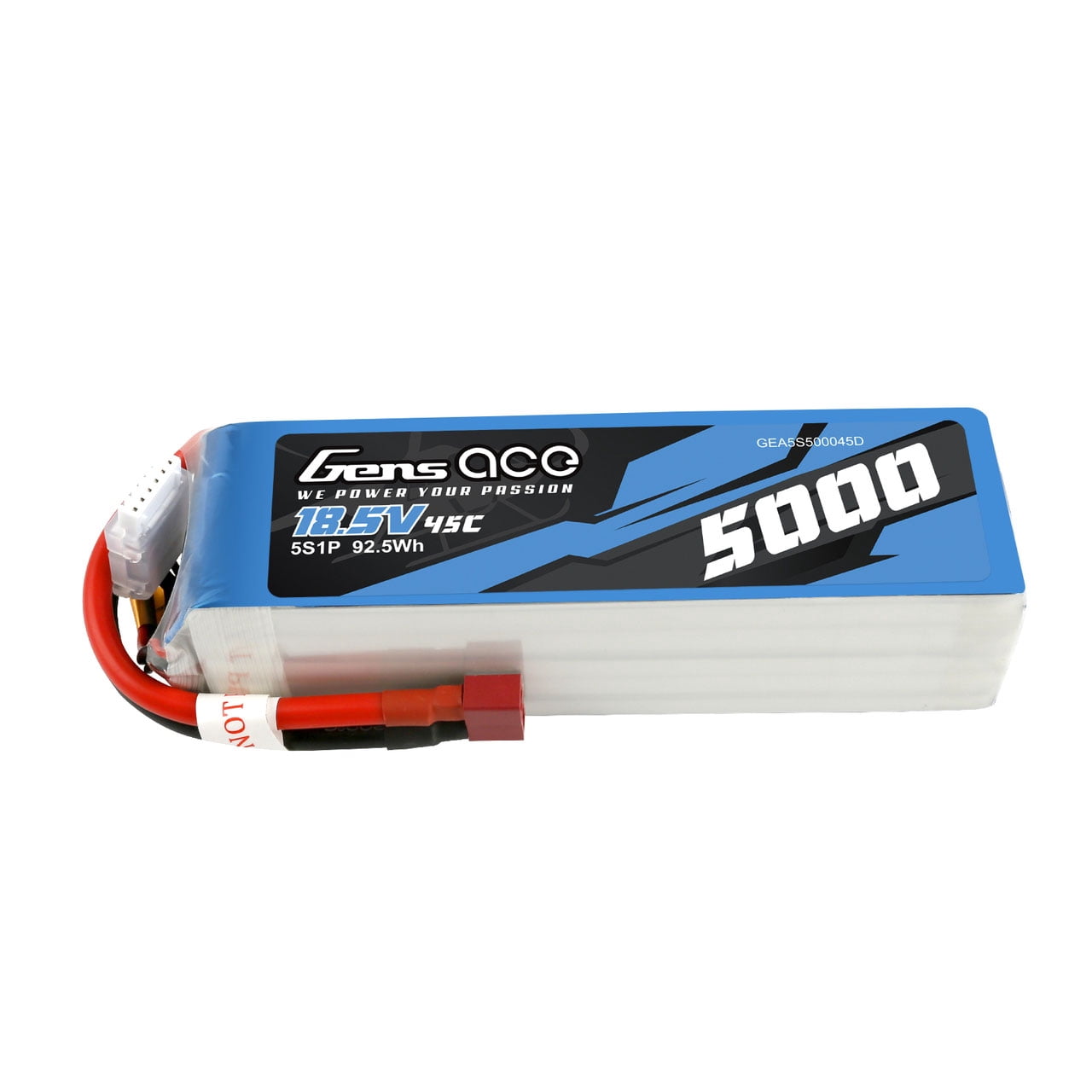 Gens ace 18.5V 5000 mAh 5S 45C LiPo Soft Pack Deans GEA5S500045D Car ...
