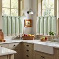 Double Layer Striped Linen Kitchen Tier Curtain Rustic Cafe for Living ...