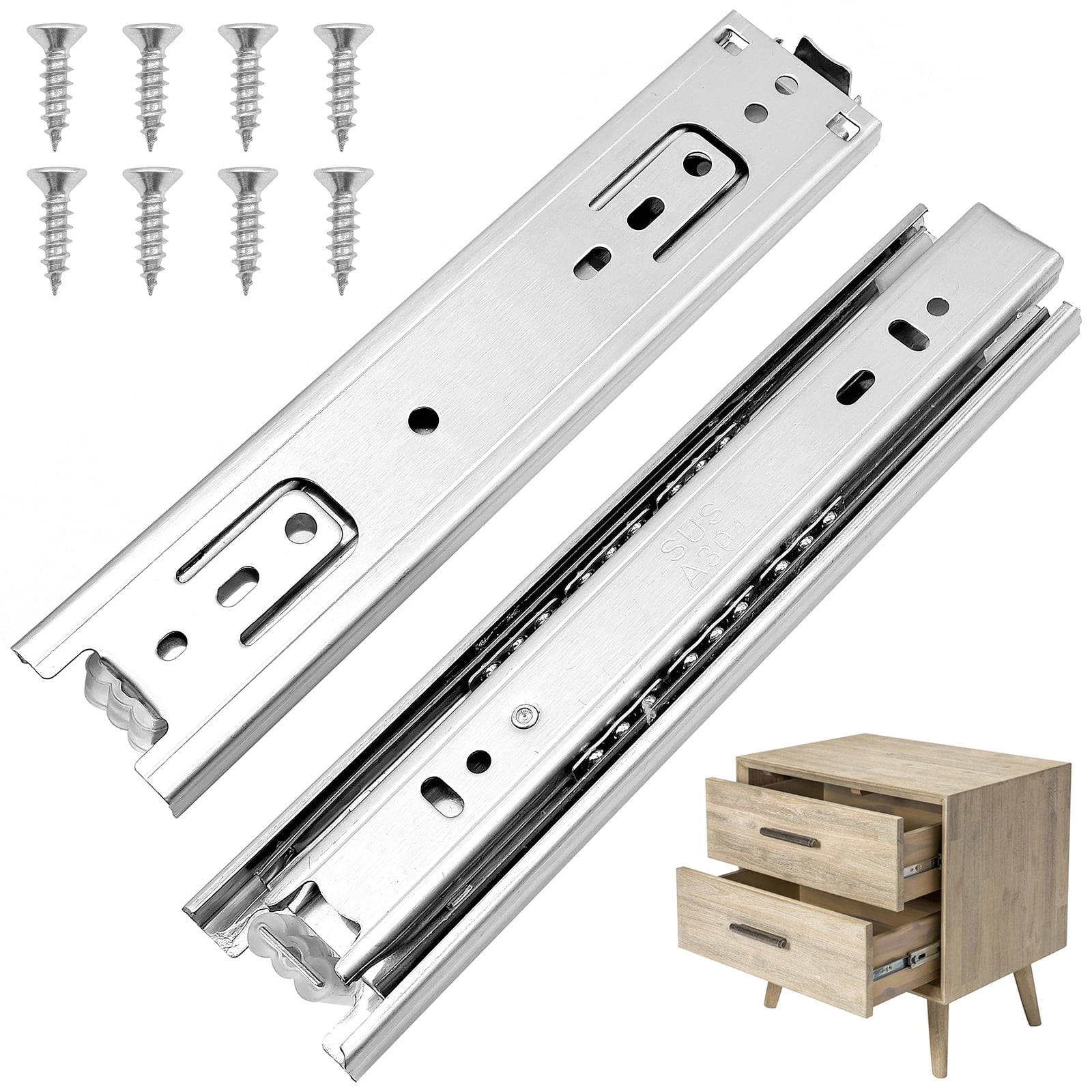 Inheming Full Extension Drawer Slides Wall Mount Drawer Runners 1Pair ...