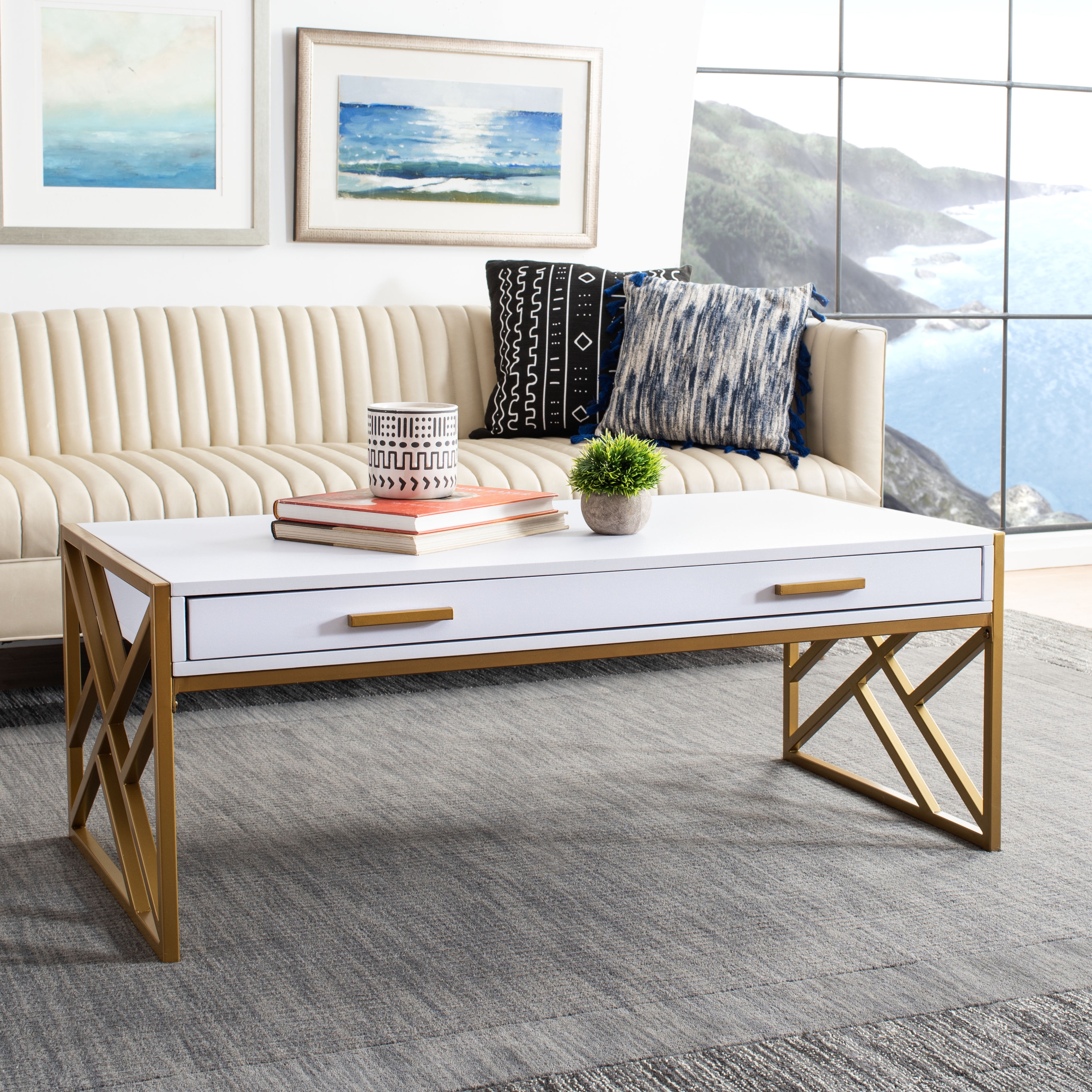 Safavieh Elaine Geo Glam 2 Drawer Coffee Table - Walmart.com
