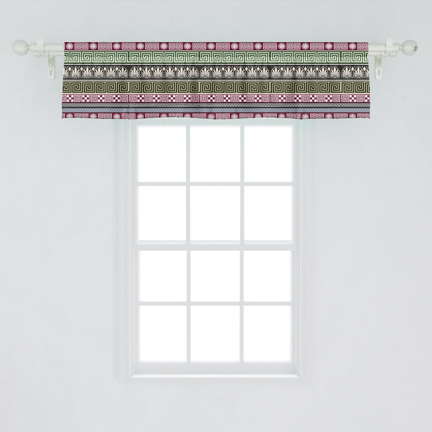 Ambesonne Greek Key Window Valance, Antique Ornamental Design Pattern ...