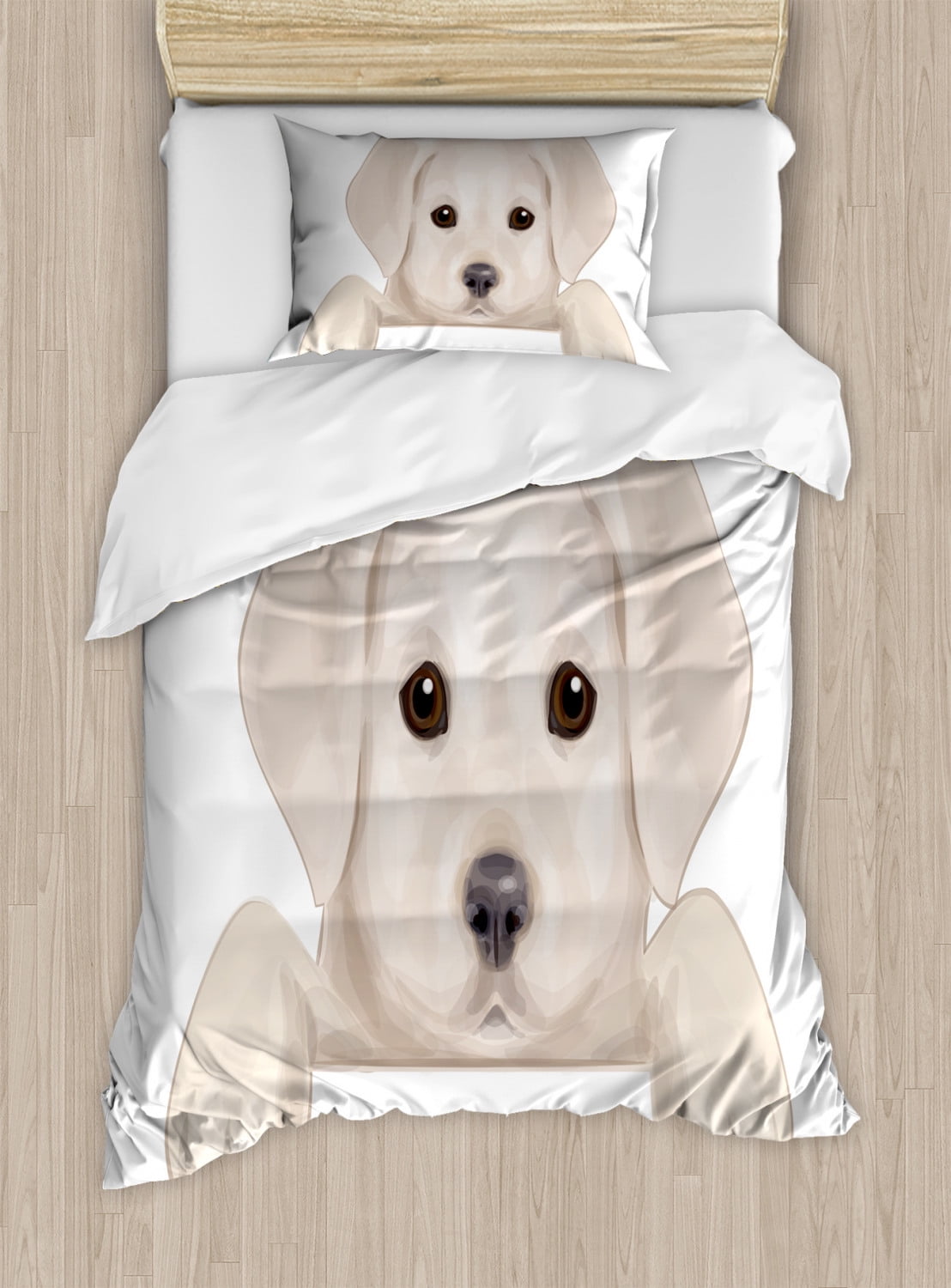 Baby Duvet Cover Set Twin Size, Cute Puppy Hiding with its Little ...
