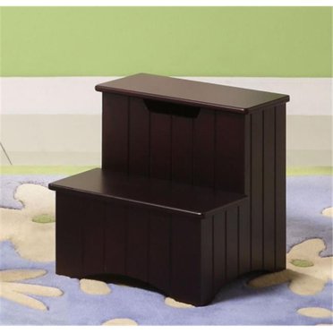 Aurora Contemporary 2-Step Bedroom Step Stool with Storage, Merlot Wood ...