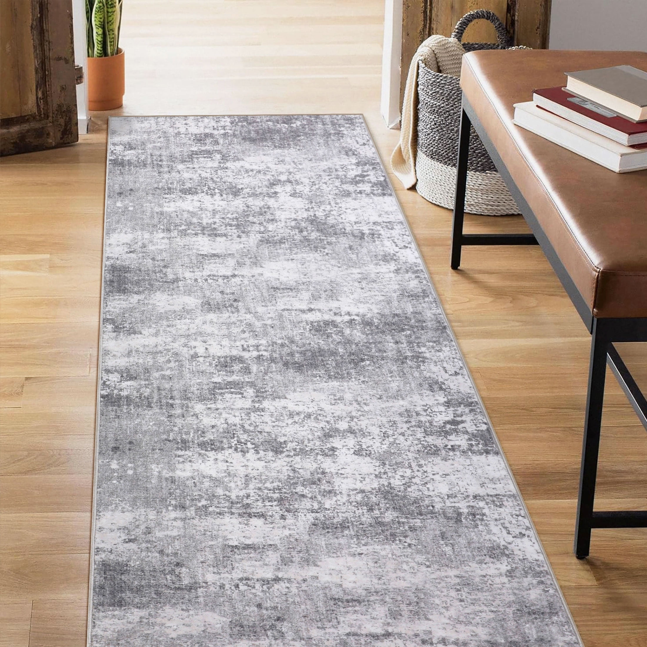 BERTHMEER 2'x6' Abstract Hall Runner Rugs non-slip, Gray - Walmart.ca