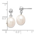 10k Solid White Gold 8-9mm White Rice Freshwater Cultured Pearl Dangle ...