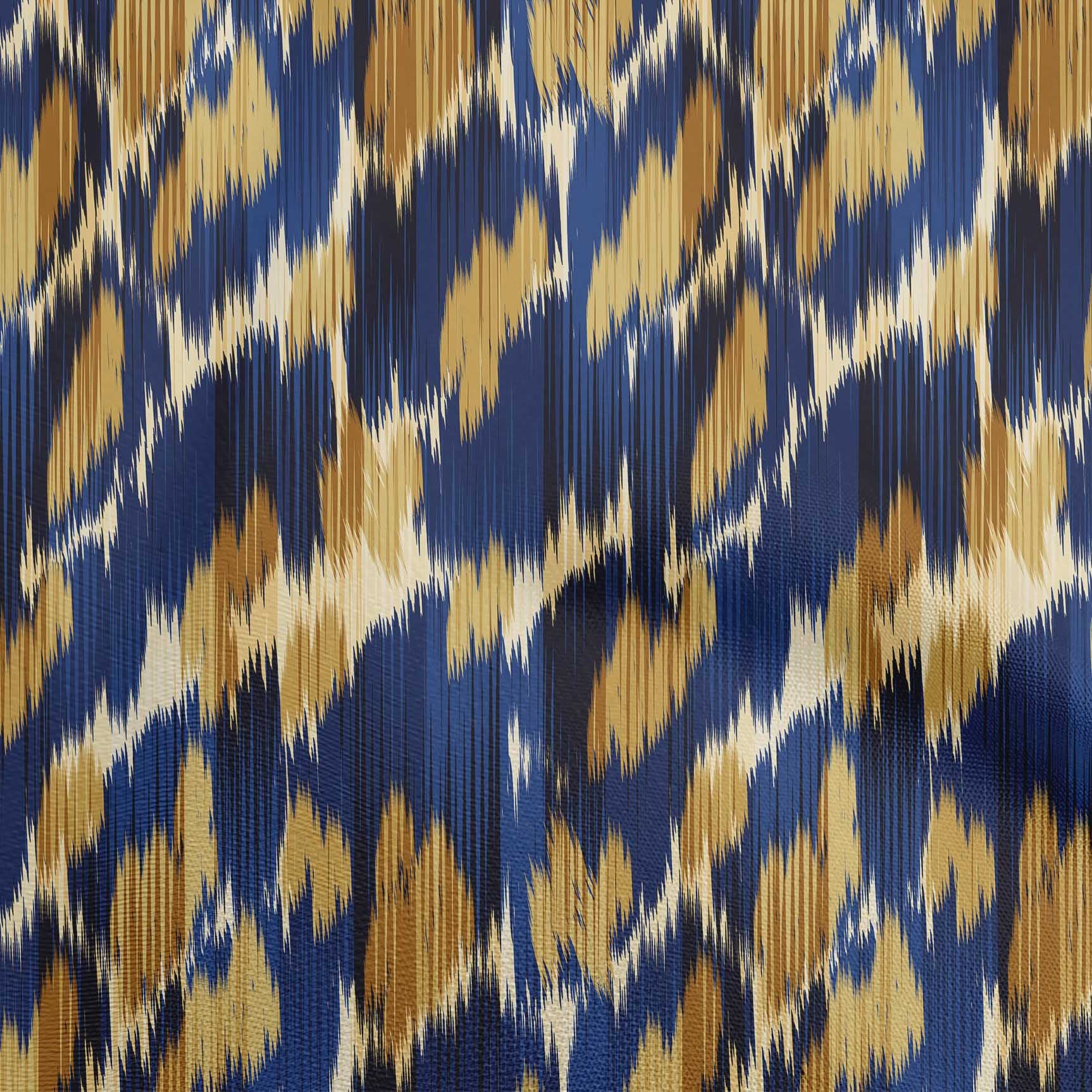 oneOone Cotton Cambric Royal Blue Fabric Ikat Sewing Material Print ...