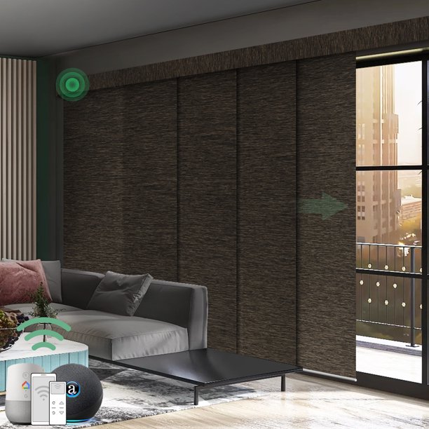 Yoolax Motorized Panel Track Blind Work with Remote Control Smart Light ...