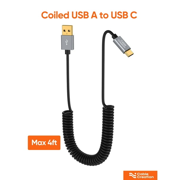 Max 4ft USB-C Fast Charging Long Coiled Cable, CableCreation USB A 2.0 ...