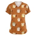 AHMOMEI Stretchy Cartoon Animal Print Scrub Tops V Neck Short Sleeve ...