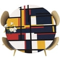 Abstract Mondrian Color Block Round Fitted Tablecloth with Elastic Edge ...