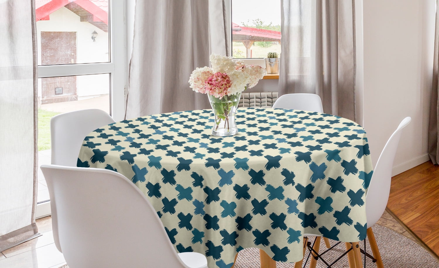 Geometric Round Tablecloth, Continuous Art Pattern of Brushed Diagonal ...
