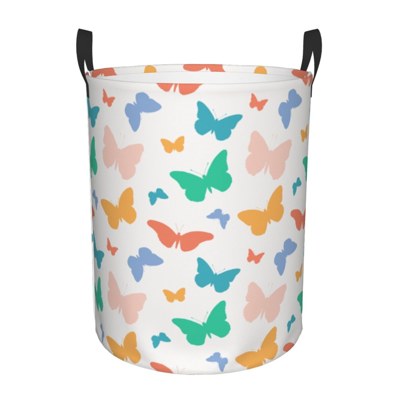 XMXT Collapsible Laundry Basket, Seamless Colorful Butterfly Print ...
