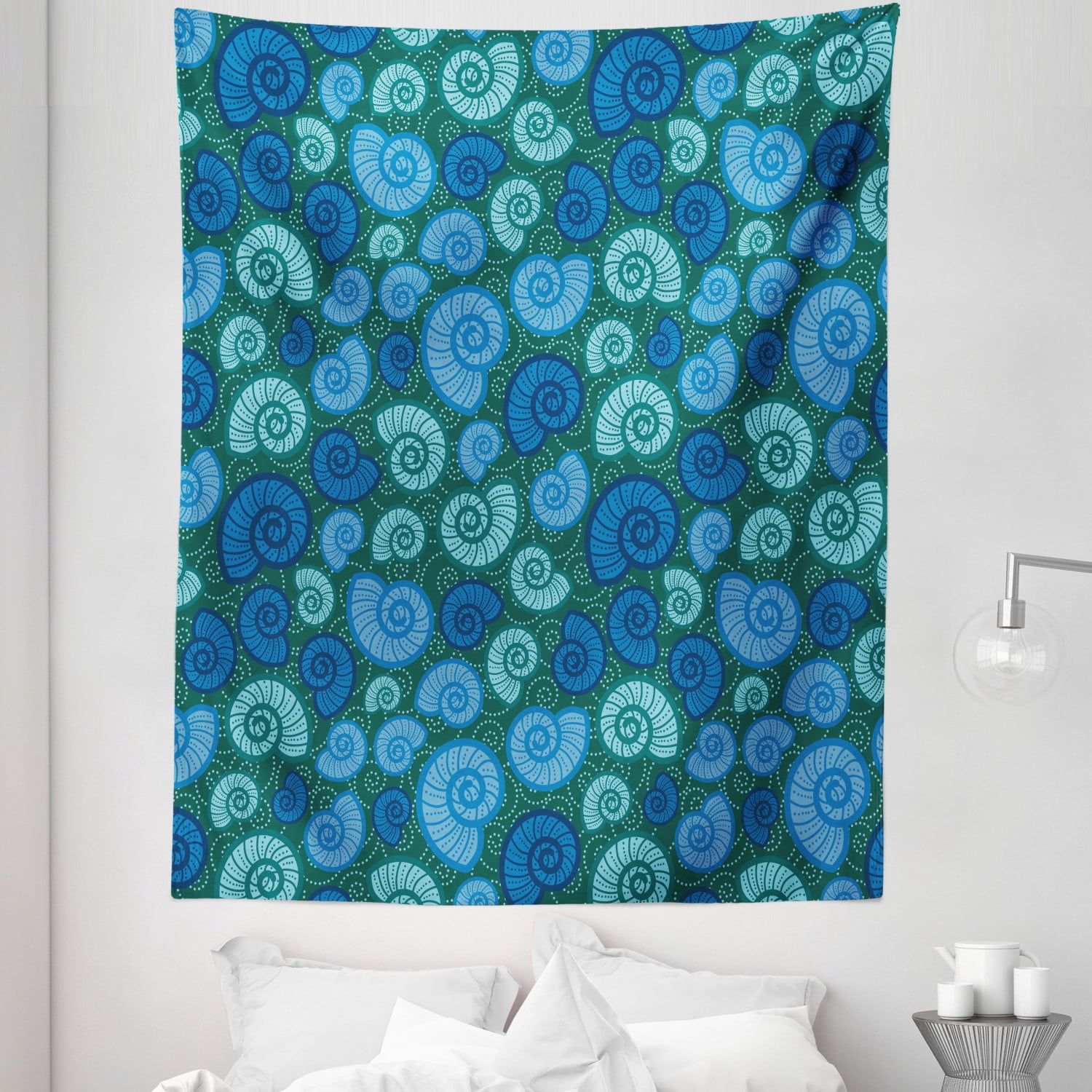 Shells Tapestry, Periwinkle and Chesnut Turban Shell on Dotted Vortex ...