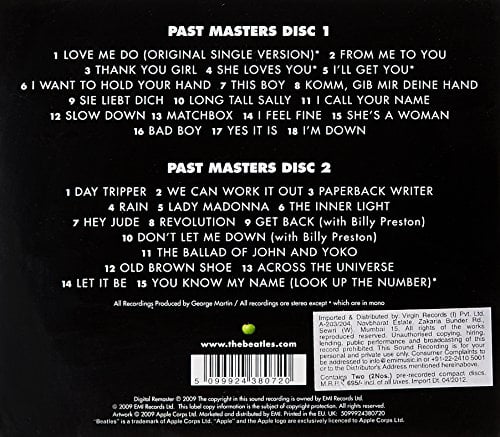 Beatles Past Masters Album Cover