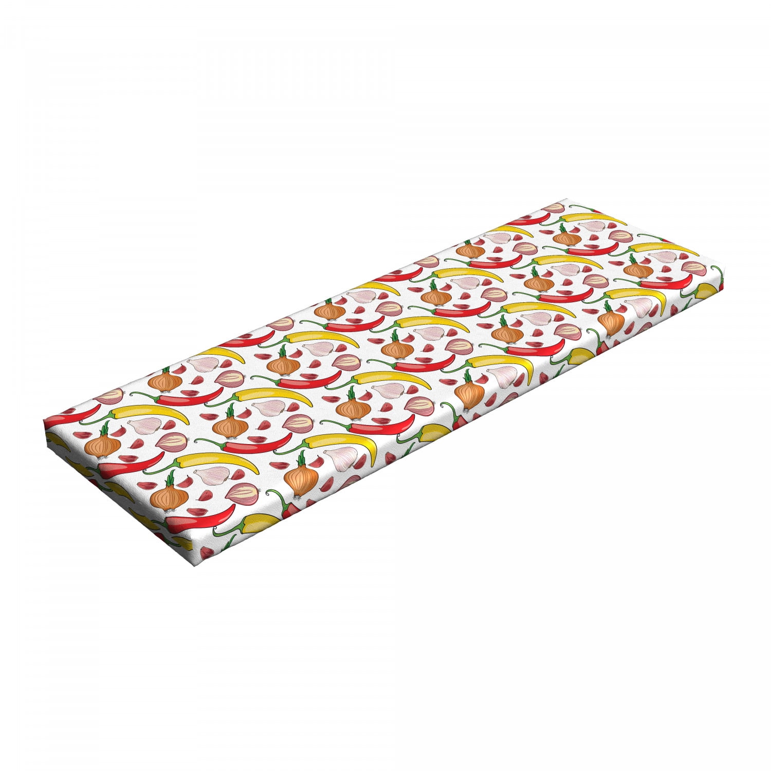 Vegetable Bench Pad, Hot Peppers Onions Garlic Pattern Colorful Kitchen ...