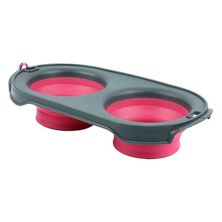 Folding Portable Silicone Double Bowl Universal Double Bowl Dog Basin ...