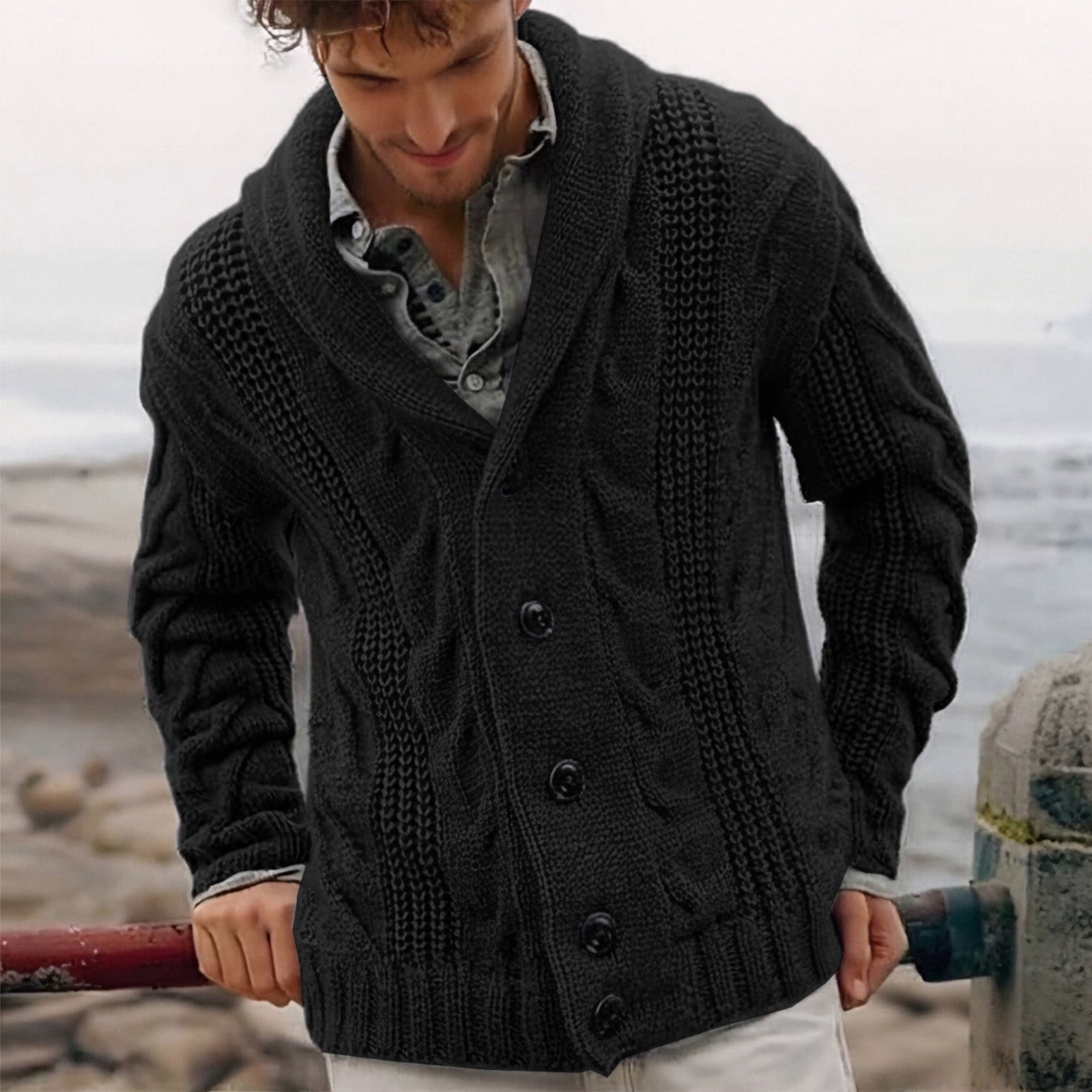 Click here for Tinz Mens Sweater Coat Casual Button Knit Cardigan... prices