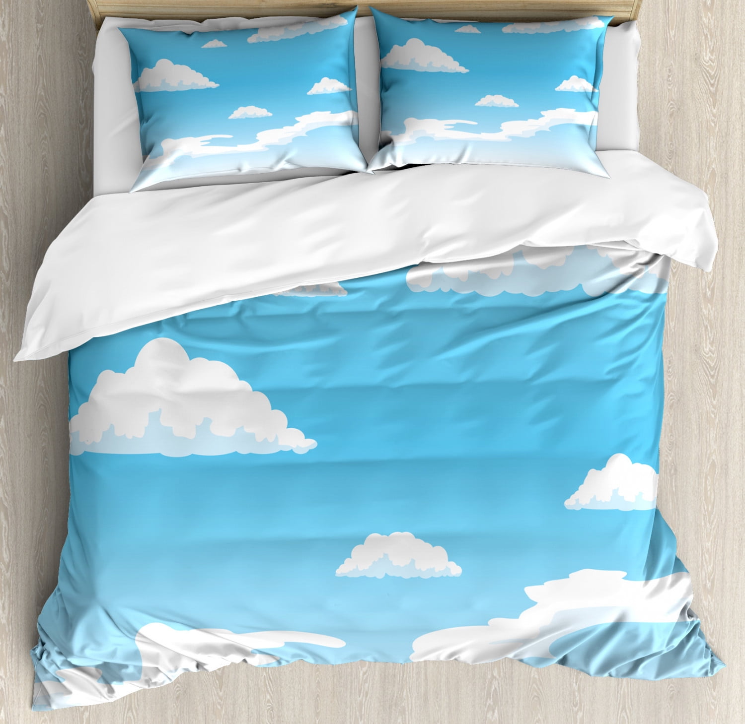 Cloud Duvet Cover Set King Size, Summer Season Weather Pattern with ...