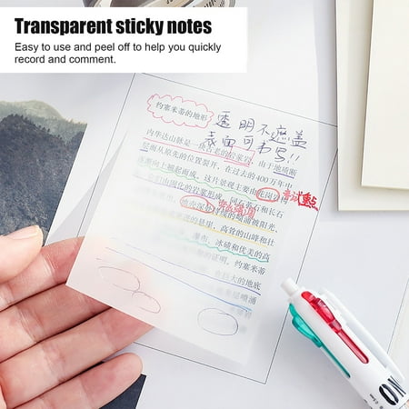TB&W Transparent Sticky Notes Clear Self-Sticky Translucent Memo Pad 50 ...