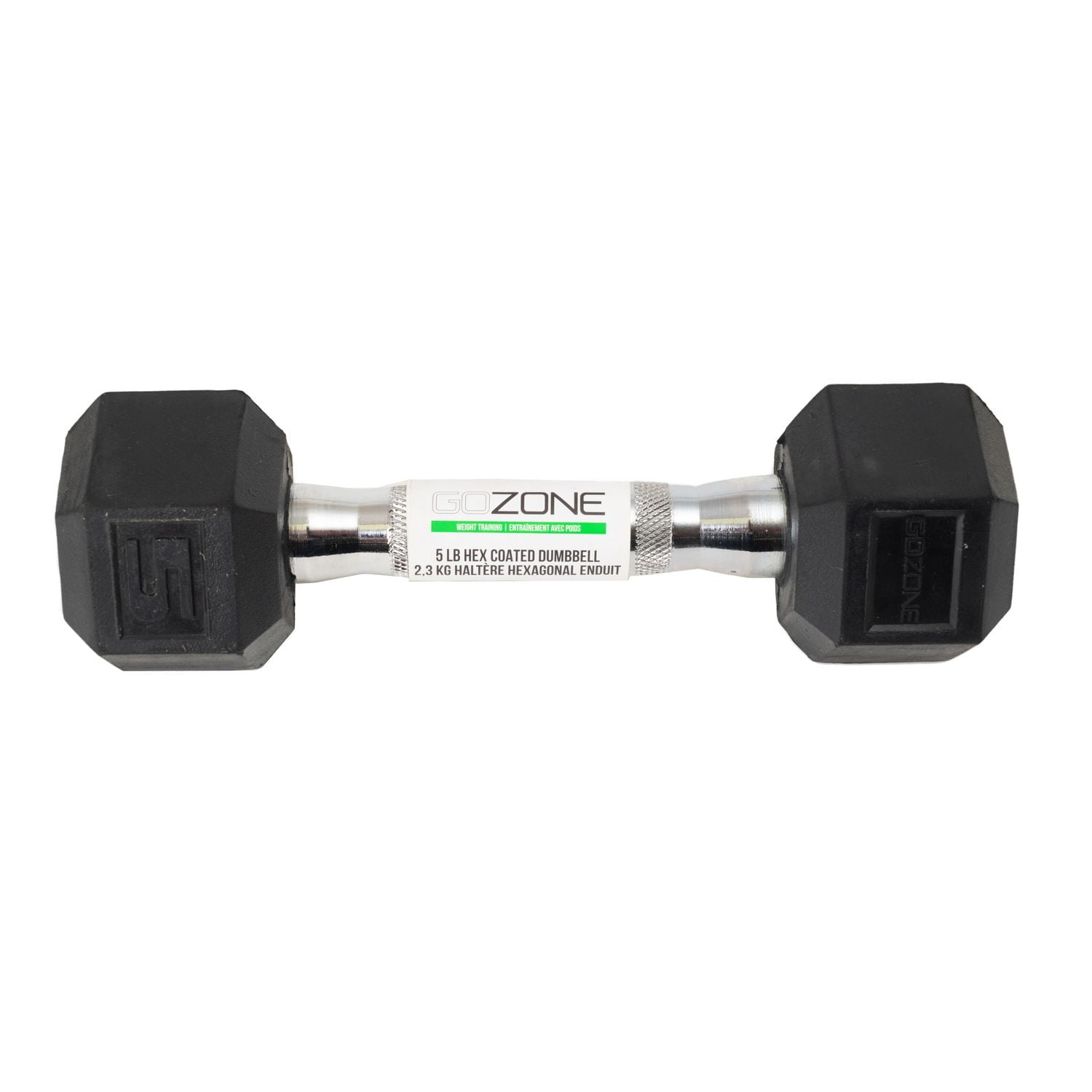 Click here for Gozone Rubber-Coated Hex Dumbbell - Black/Chrome prices