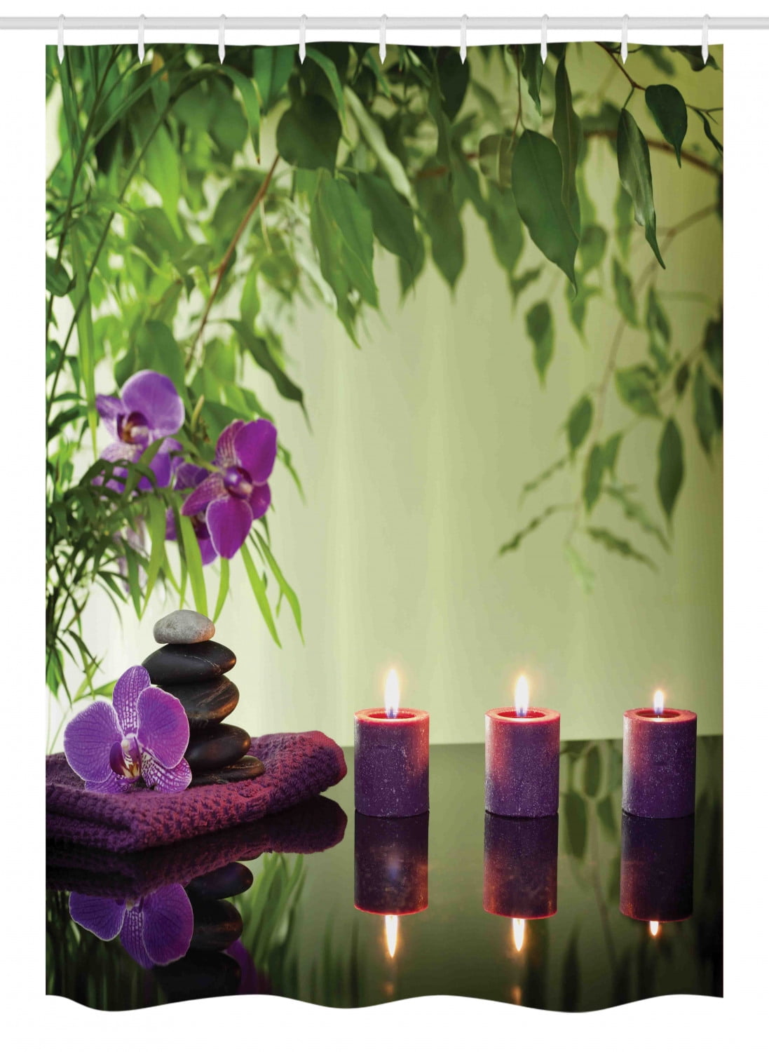 Spa Stall Shower Curtain, Zen Stones Aromatic Candles and Orchids ...