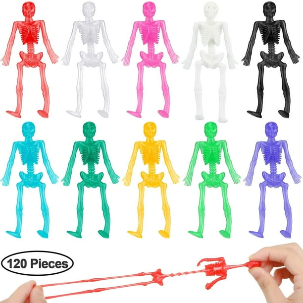 120 Pieces Stretchy Toys Stretchy Skeleton Set 10 Glitter Colors Party ...