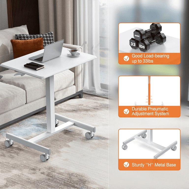 Mobile Rolling Standing Rolling Desk Laptop Computer Cart for Home