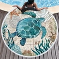 59 Inches Round Beach Towel Sea Microfiber Blanket Large Roundie Towels ...