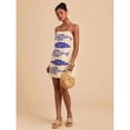 Blue Sleeveless Woven Mini Dress With Tribal Fish Print, Boho Beach ...