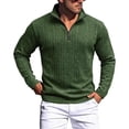 Antinious Men Solid Collar Business Half Zip Texture Pullover Long ...